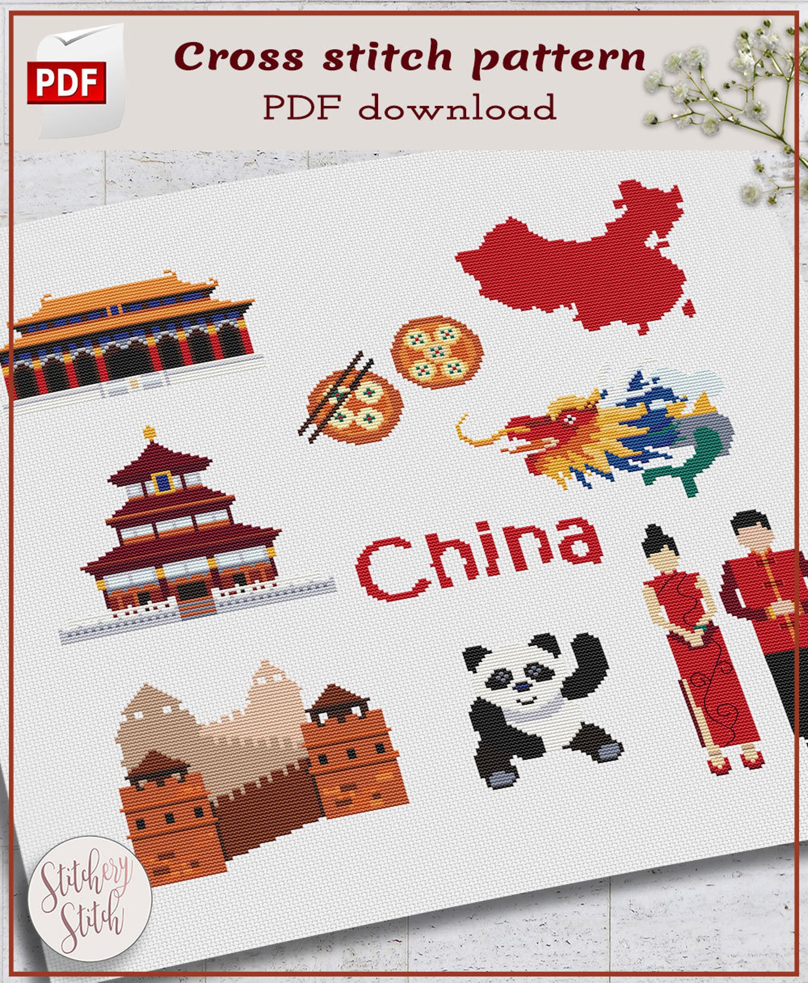 China Cross Stitch Pattern Chinese Cross Stitch Chart - Etsy Singapore