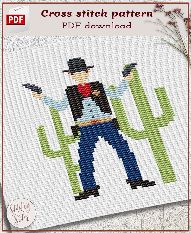 Cowboy Cross Stitch Pattern Buckaroo Cross Stitch Chart - Etsy