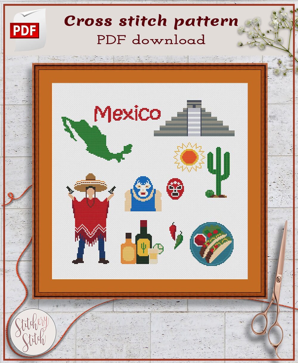 Mexico Cross Stitch Pattern Mexican Cross Stitch Chart - Etsy Australia