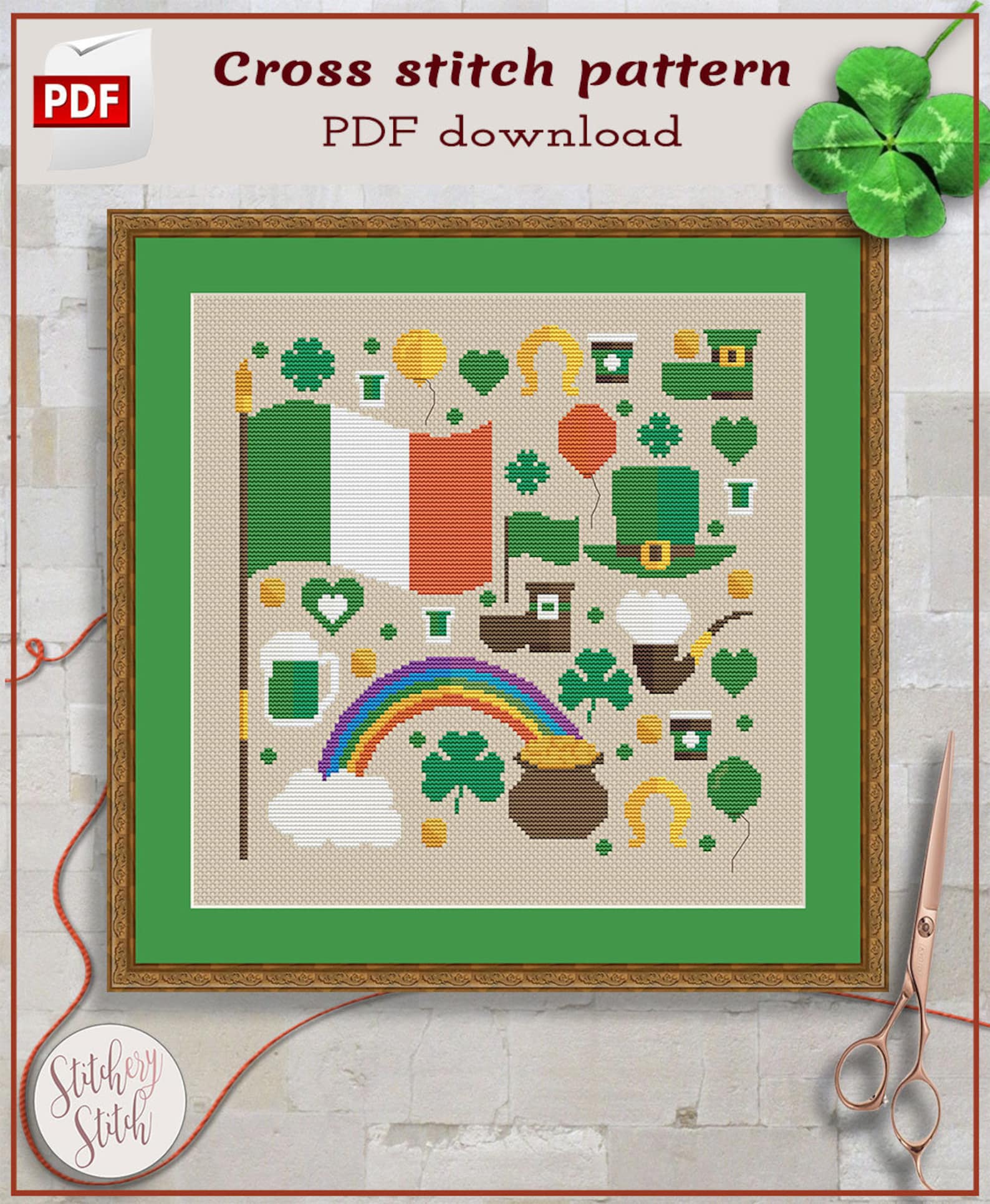 Irish Cross Stitch Pattern | Ireland Cross Stitch Chart | St Patrick’s ...