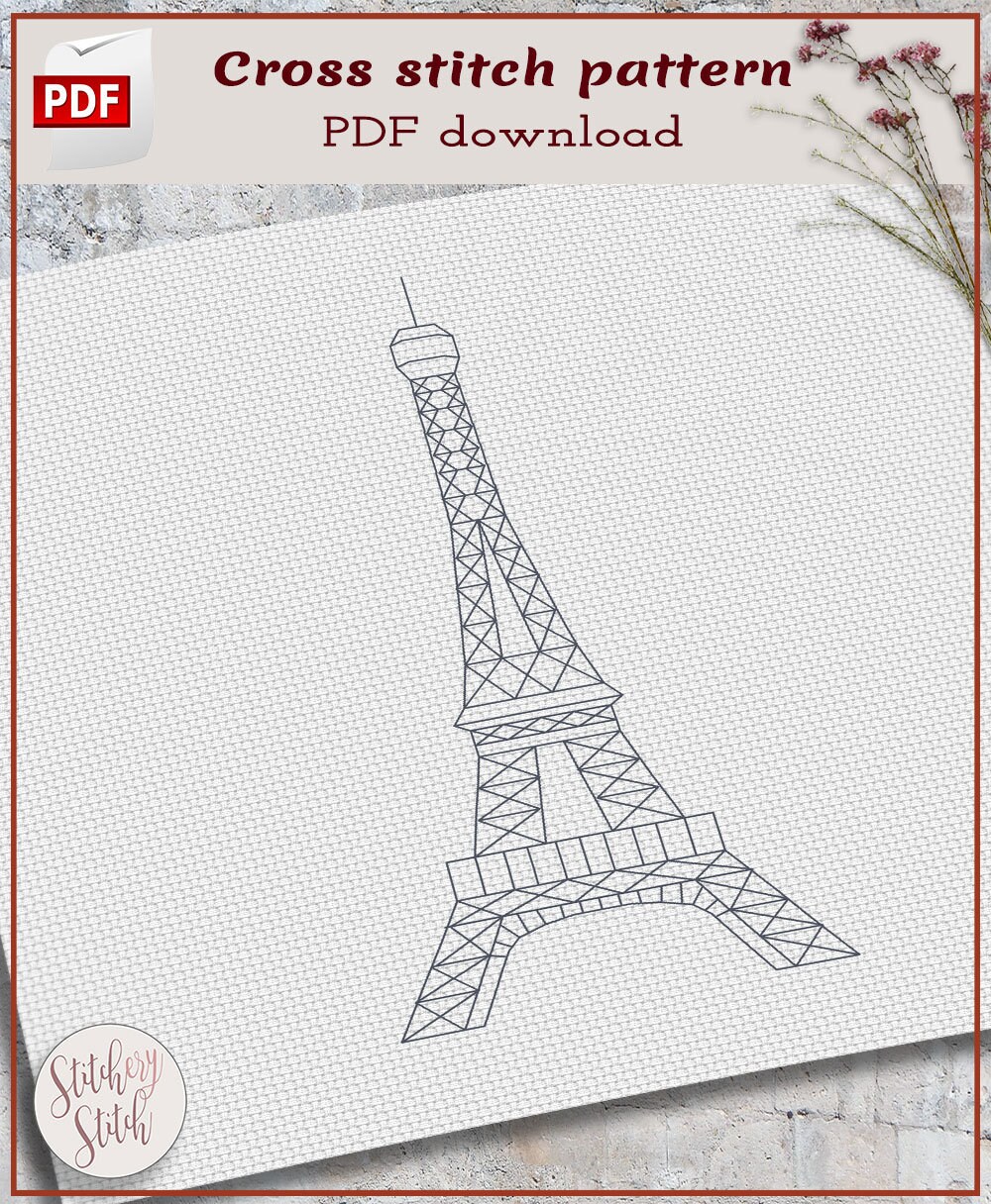 Eiffel Tower Cross Stitch Pattern Paris Cross Stitch Chart | Etsy
