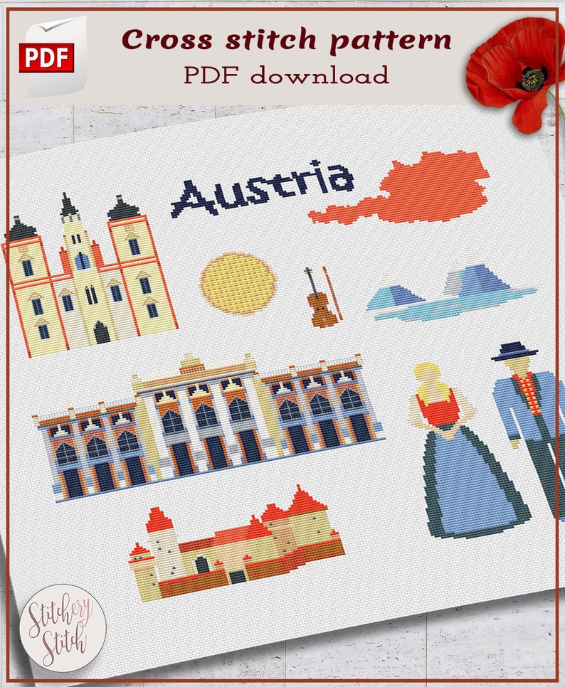 Austria Cross Stitch Pattern Austrian Cross Stitch Chart - Etsy Australia