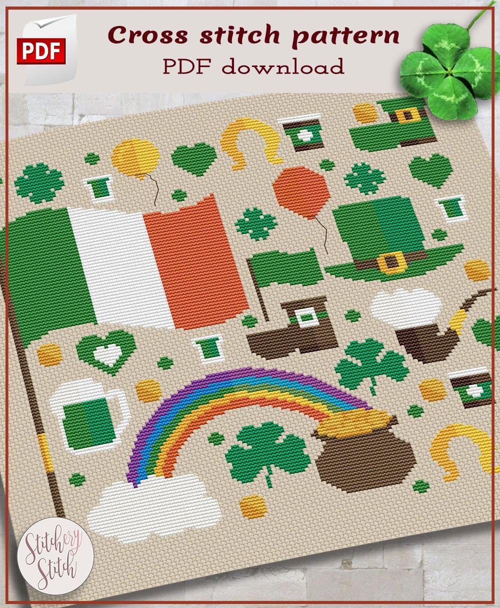 Irish Cross Stitch Pattern Ireland Cross Stitch Chart St - Etsy