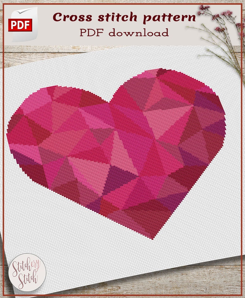 Love Heart cross stitch pattern Love cross stitch chart | Etsy