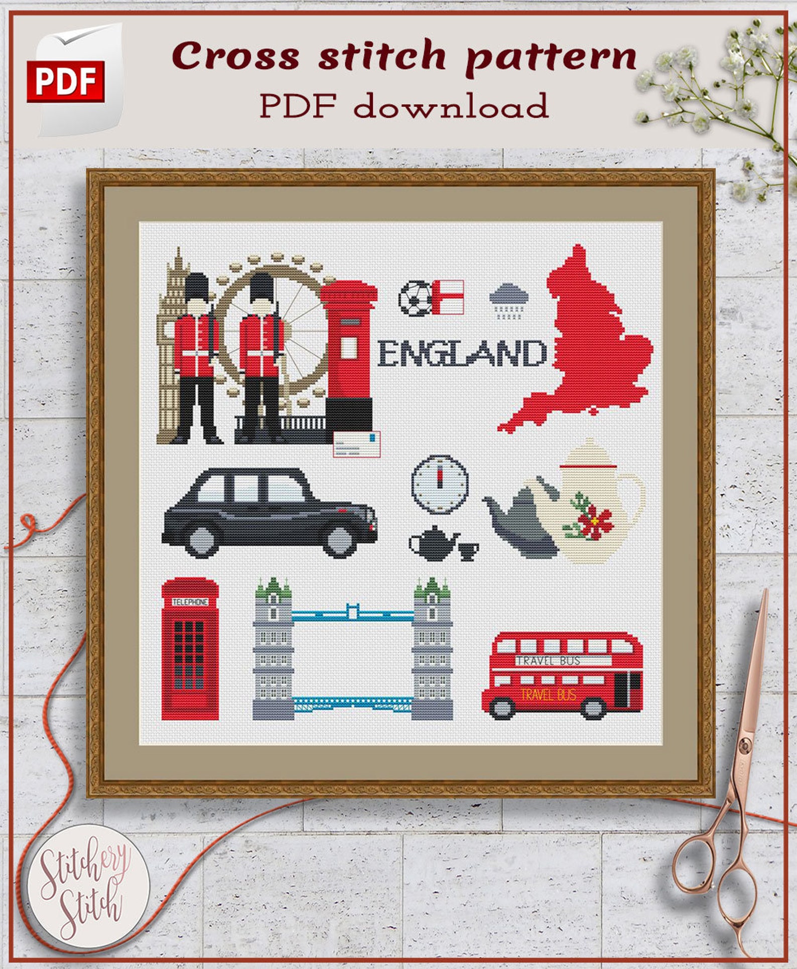 United Kingdom Cross Stitch Pattern UK Cross Stitch Chart - Etsy