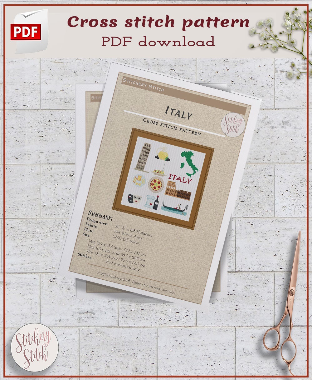 Italy Cross Stitch Pattern Italian Cross Stitch Chart - Etsy