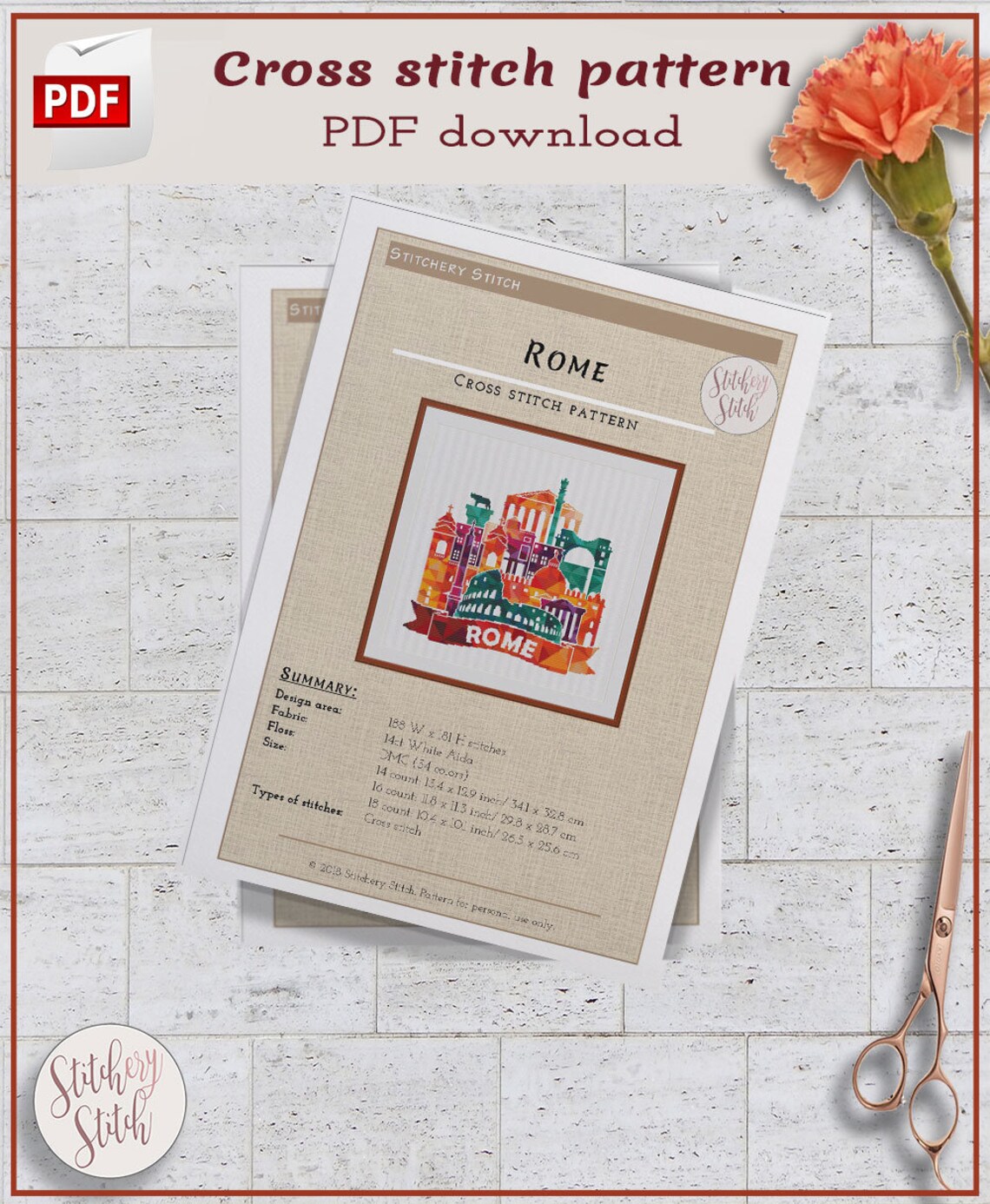 Geometric Cross Stitch Pattern Rome Cross Stitch Chart - Etsy