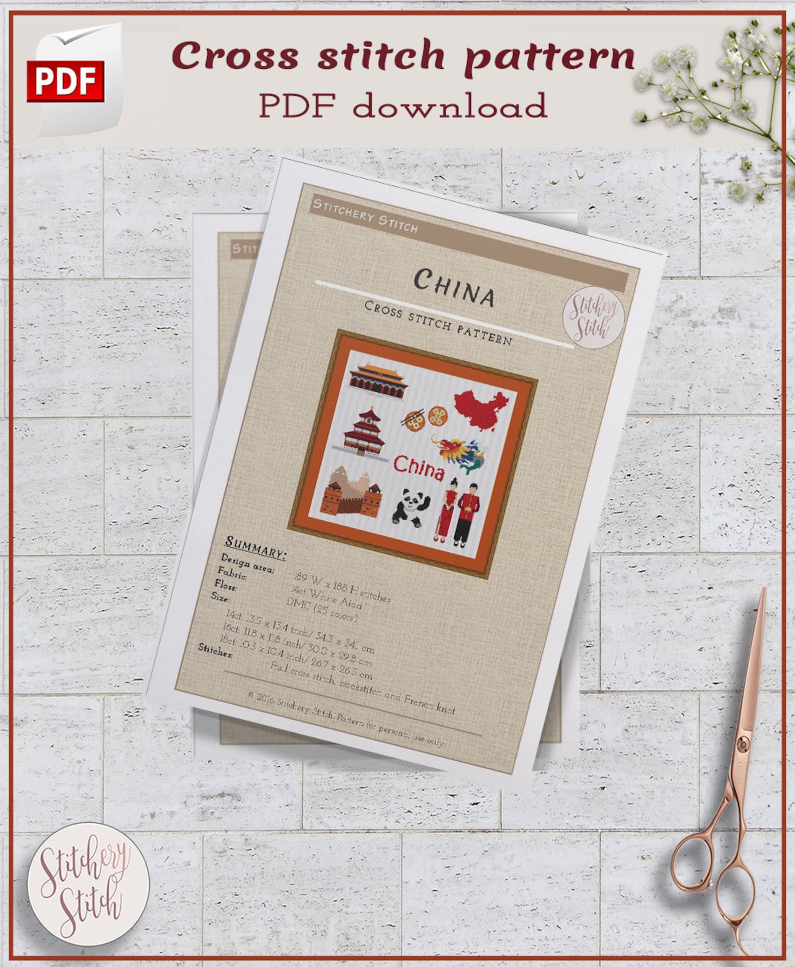 China Cross Stitch Pattern Chinese Cross Stitch Chart - Etsy Singapore