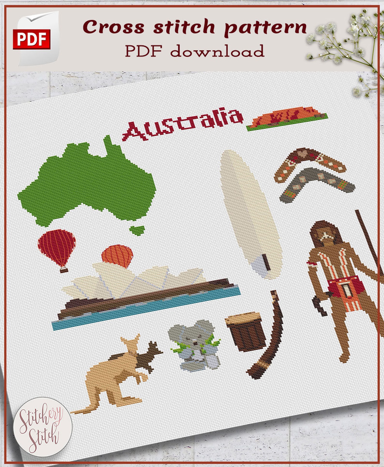 Australia Cross Stitch Pattern Australian Cross Stitch Chart - Etsy