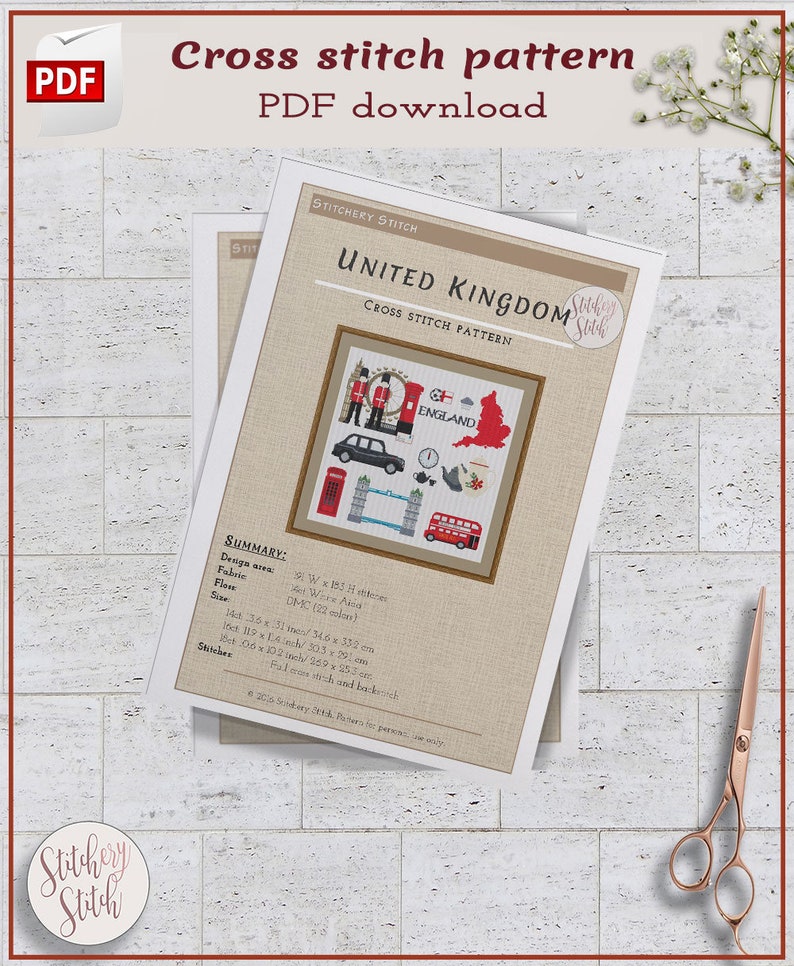 United Kingdom Cross Stitch Pattern UK Cross Stitch Chart - Etsy