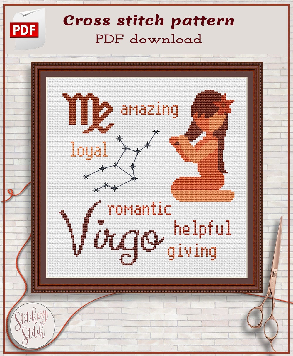 Virgo Cross Stitch Pattern by Stitchery Stitch 4 Palettes - Etsy