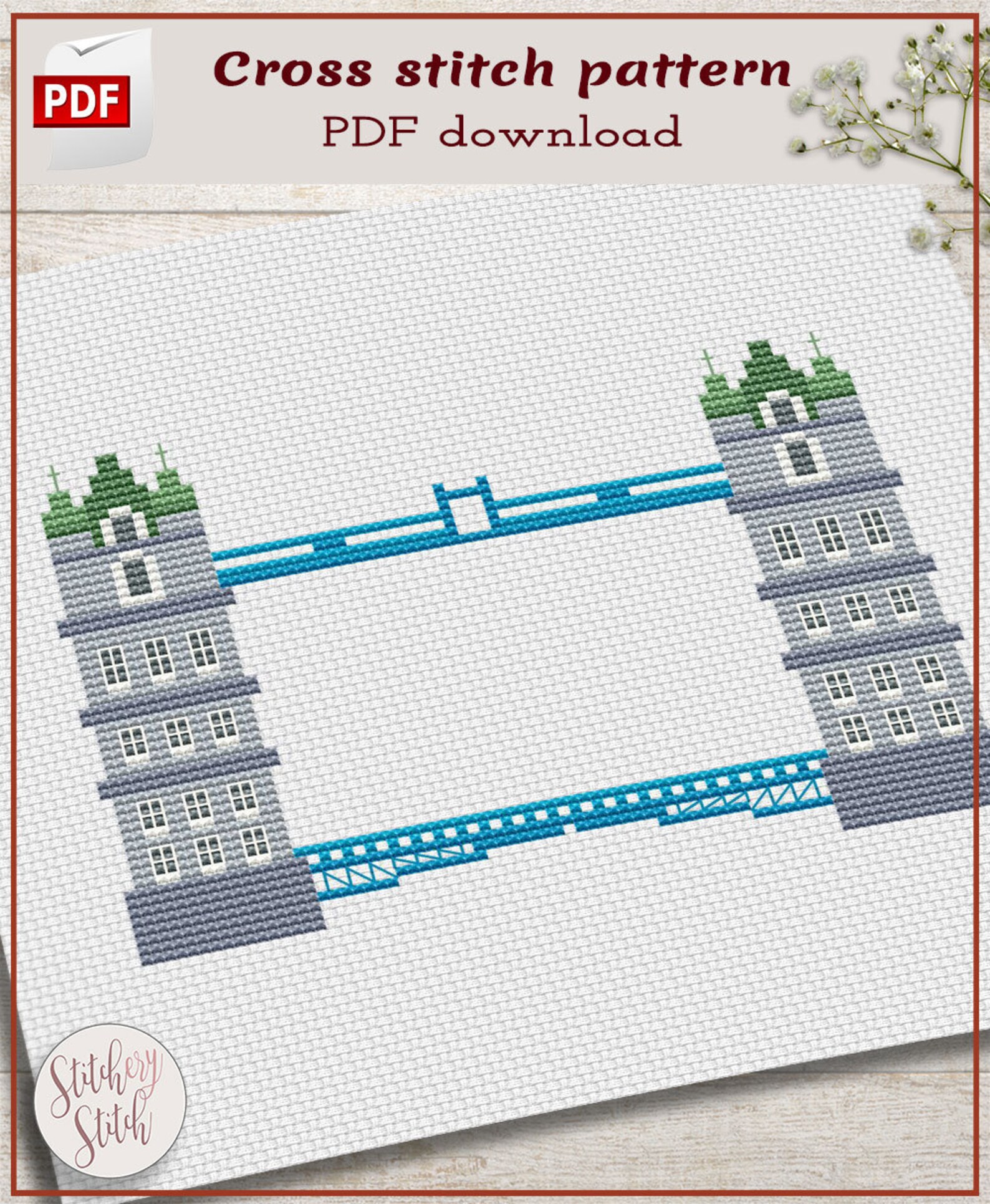 Tower Bridge Cross Stitch Pattern London Cross Stitch Chart - Etsy