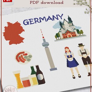 Germany Cross Stitch Pattern, German Cross Stitch Chart - Etsy
