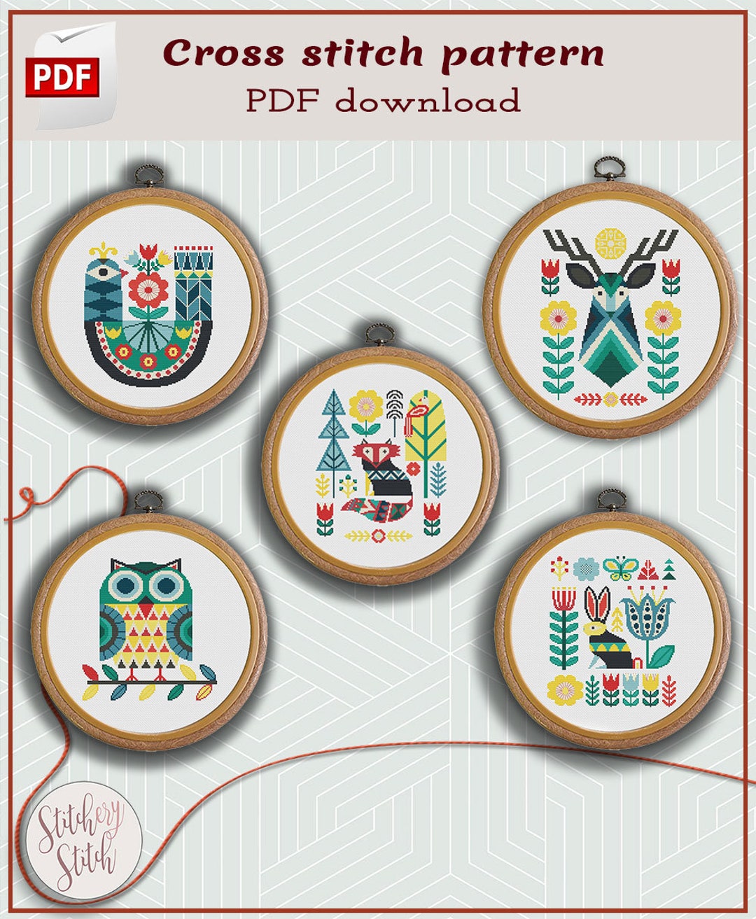 Scandinavian Cross Stitch Patterns | Cross Stitch Patterns Bundle ...