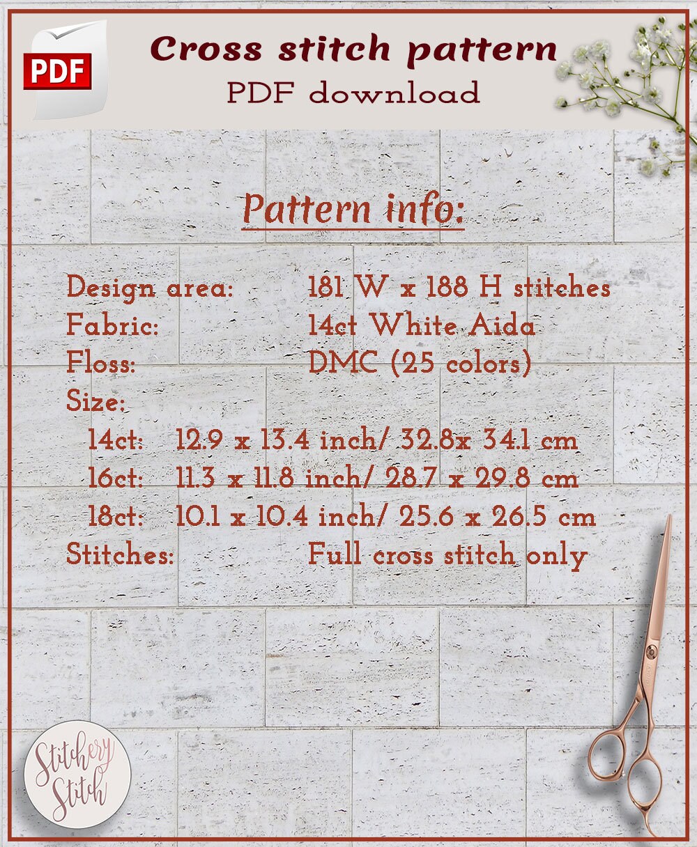 Italy cross stitch pattern Italian cross stitch chart | Etsy