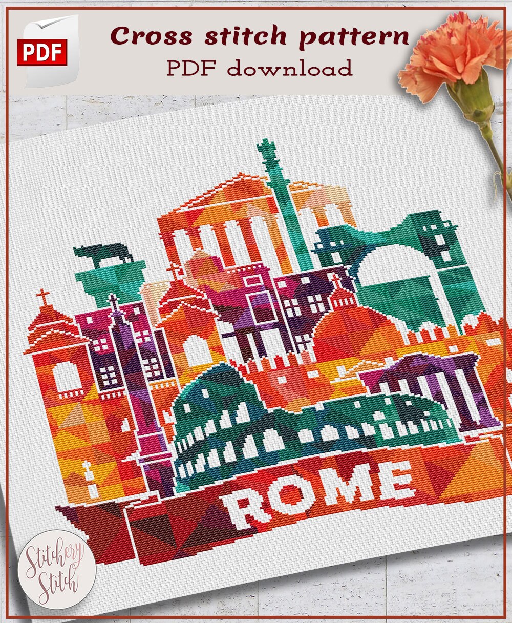 Geometric Cross Stitch Pattern Rome Cross Stitch Chart - Etsy