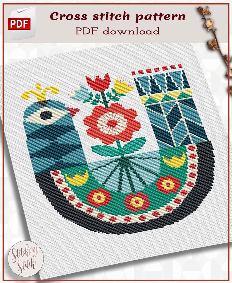 Bird Cross Stitch Pattern Folk Art Cross Stitch - Etsy UK