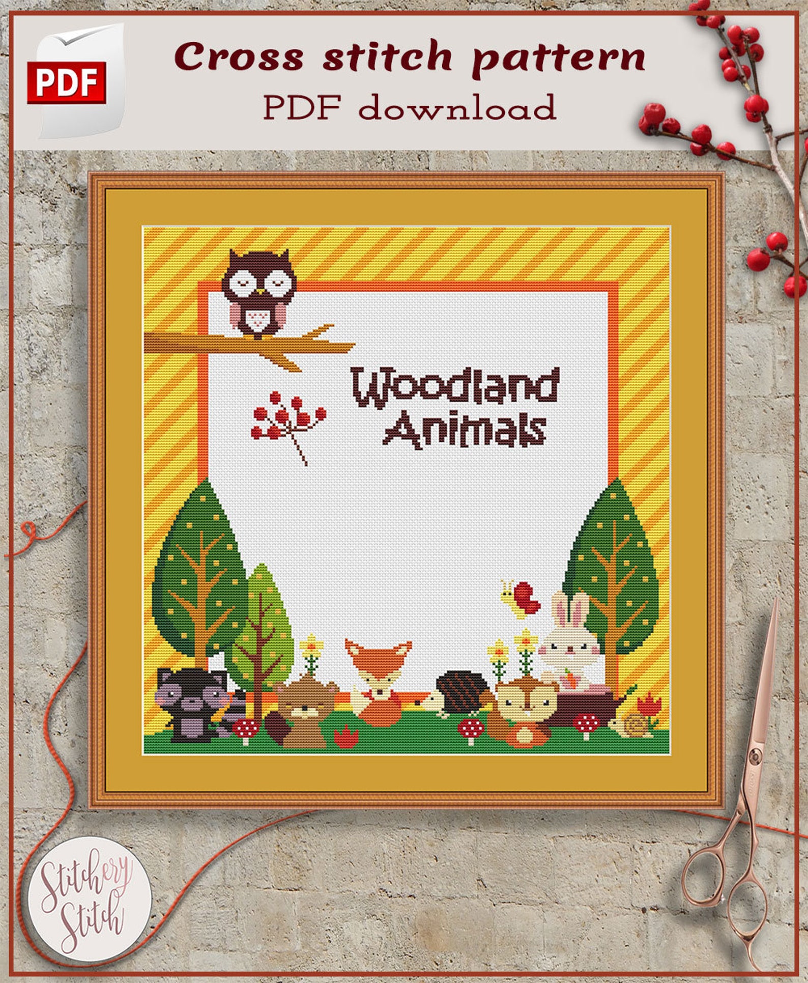 Woodland Animals Cross Stitch Pattern Woodland Nursery Cross - Etsy