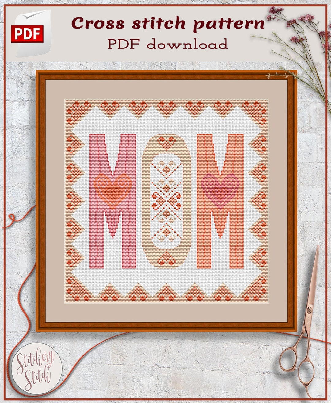 Mom Cross Stitch Pattern Best Mom Stitch Chart Love Mom - Etsy