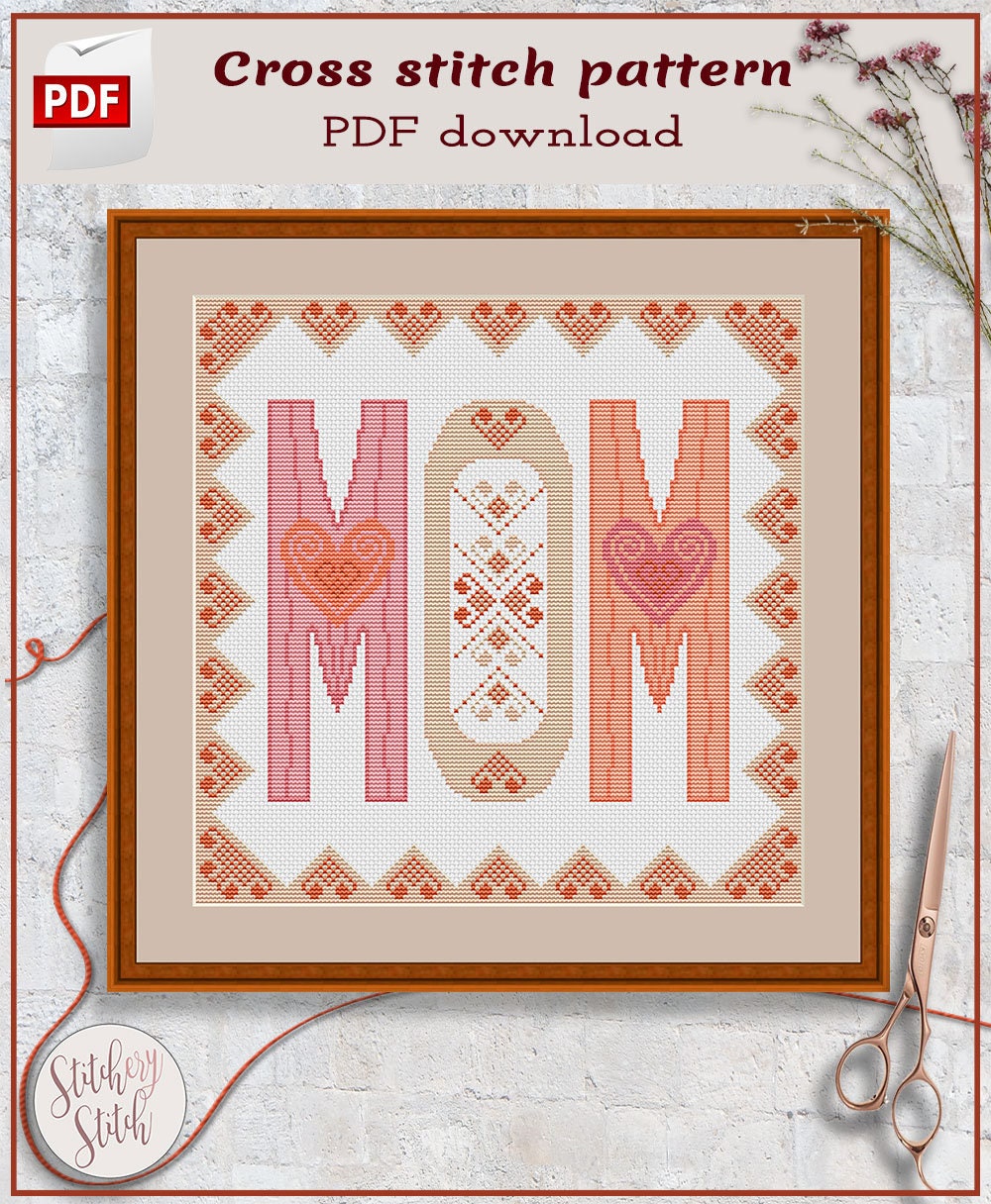 Mom Cross Stitch Pattern Best Mom Stitch Chart Love Mom - Etsy