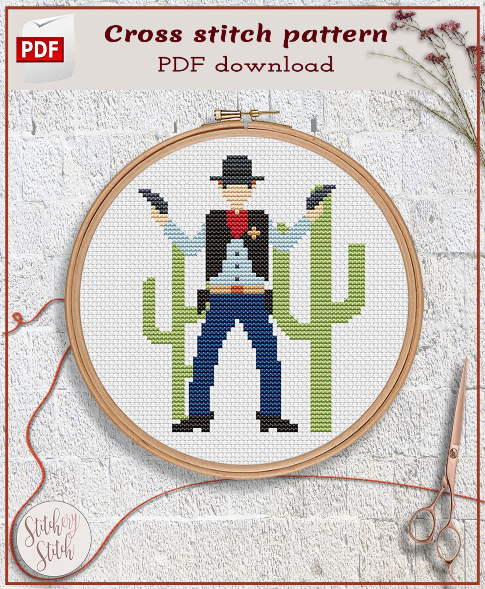 Cowboy Cross Stitch Pattern Buckaroo Cross Stitch Chart - Etsy