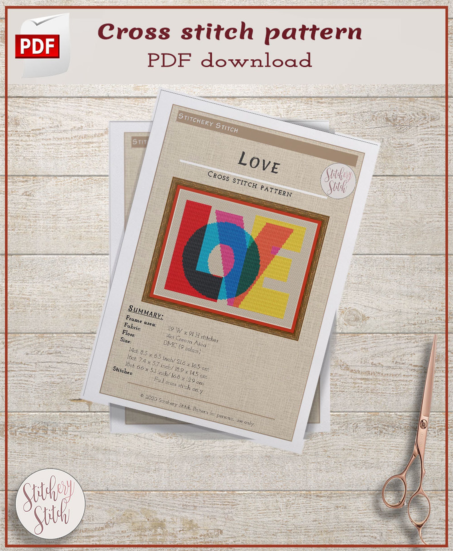 Love Cross Stitch Pattern PDF - Etsy