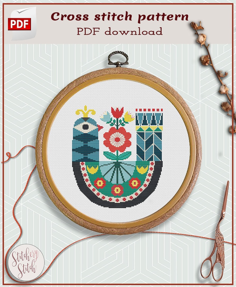 Bird Cross Stitch Pattern Folk Art Cross Stitch - Etsy UK