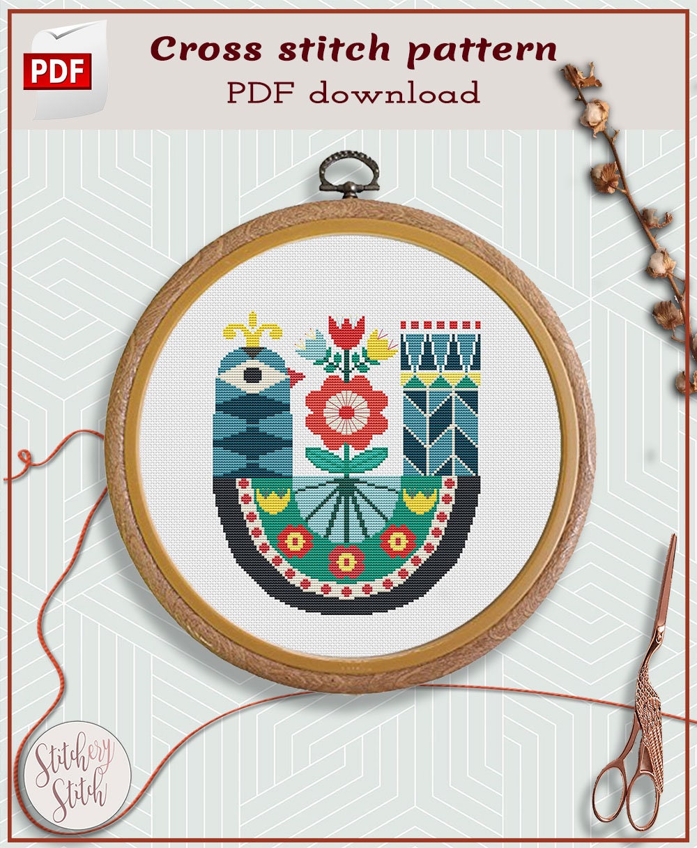 Bird Cross Stitch Pattern Folk Art Cross Stitch - Etsy Canada
