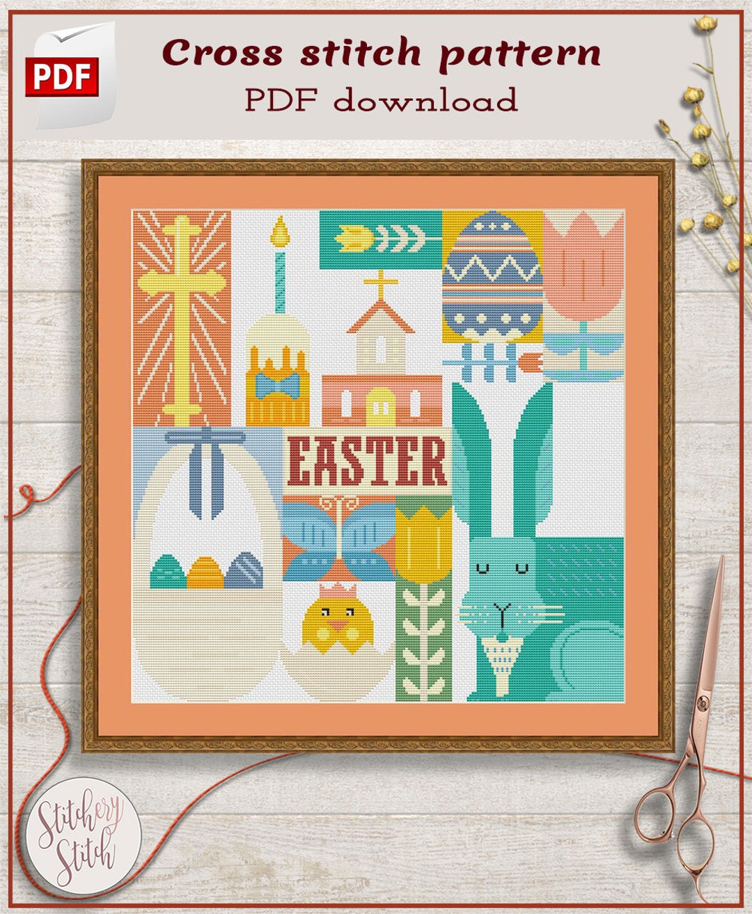 Easter Cross Stitch Pattern | Spring Cross Stitch Chart | Contemporary ...