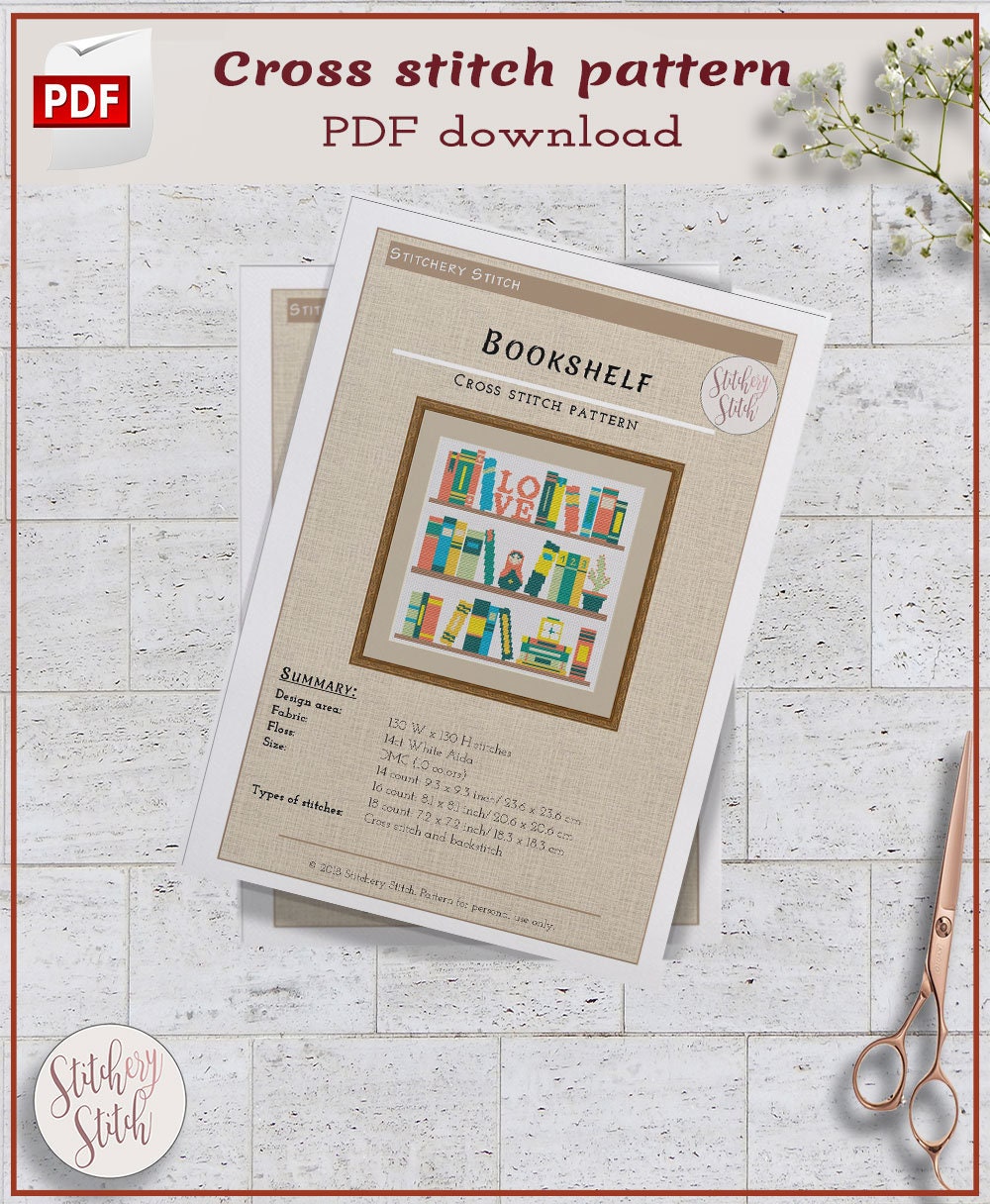 Books Cross Stitch Pattern PDF - Etsy
