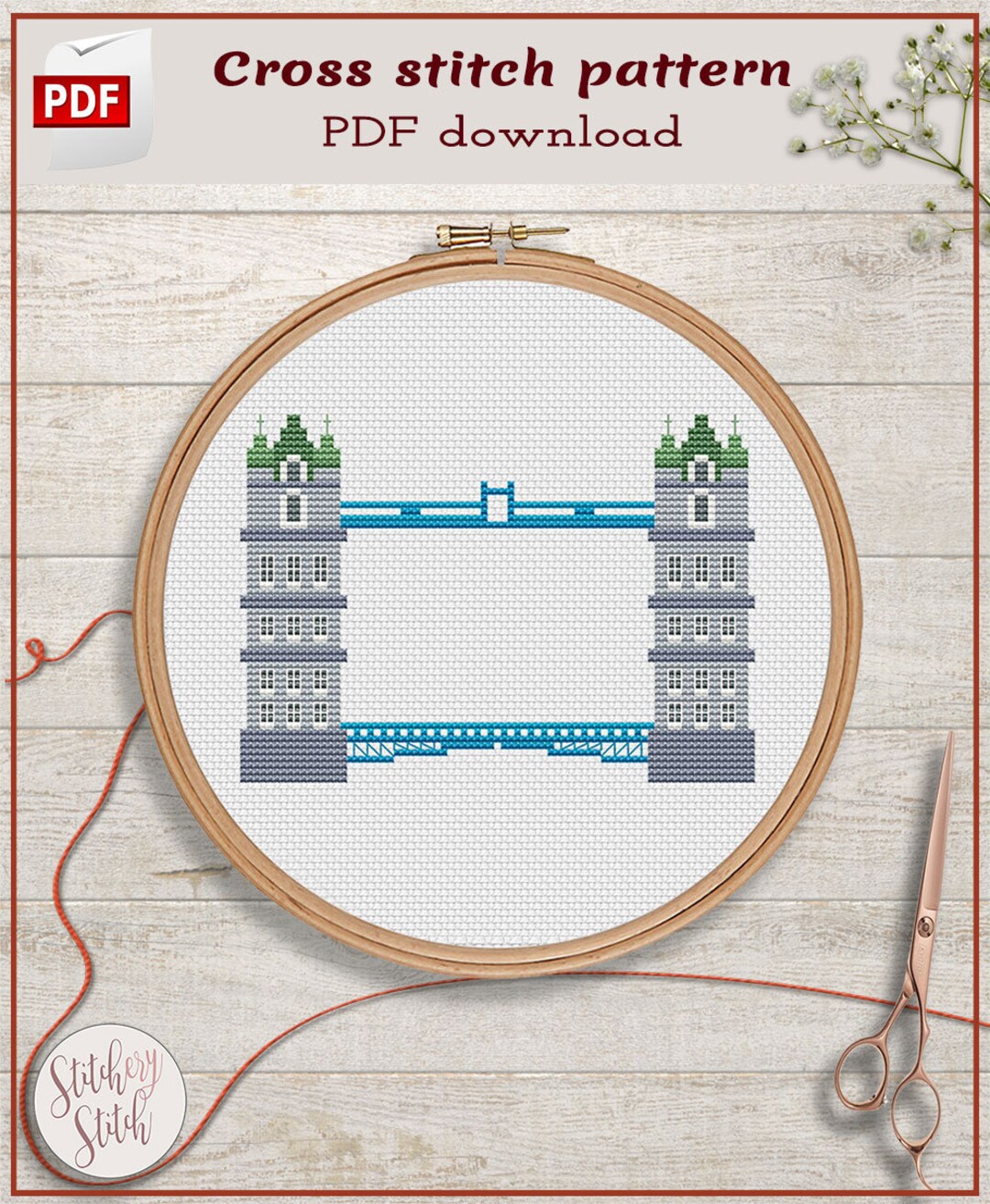 Tower Bridge Cross Stitch Pattern | London Cross Stitch Chart | England ...