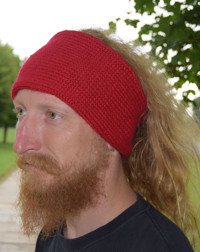 Knitted Mens Headband Guys Knit Hair Wrap Dark Blue Unisex Etsy