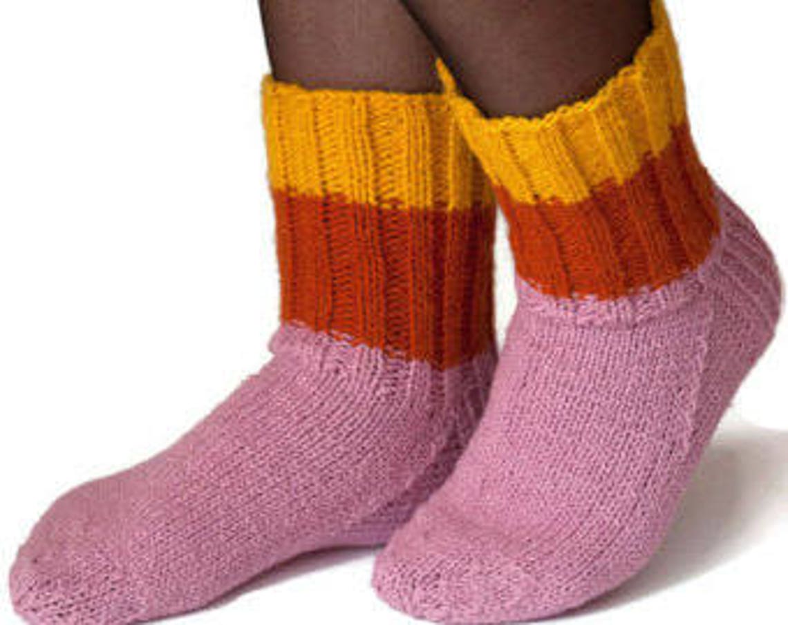 Yellov Orange Knitted Wool Socks Sleeping Warm Winter Socks - Etsy