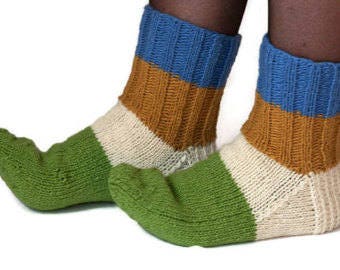 Blue, White, Mustard, Green Color 100% Pure Wool Socks, Trends Color ...