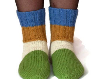 Blue, White, Mustard, Green Color 100% Pure Wool Socks, Trends Color ...