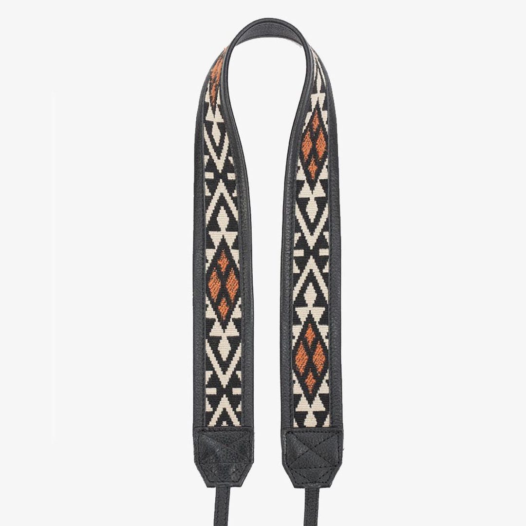 Boho-chic Camera Strap: Adjustable Black Leather Camera Strap With ...