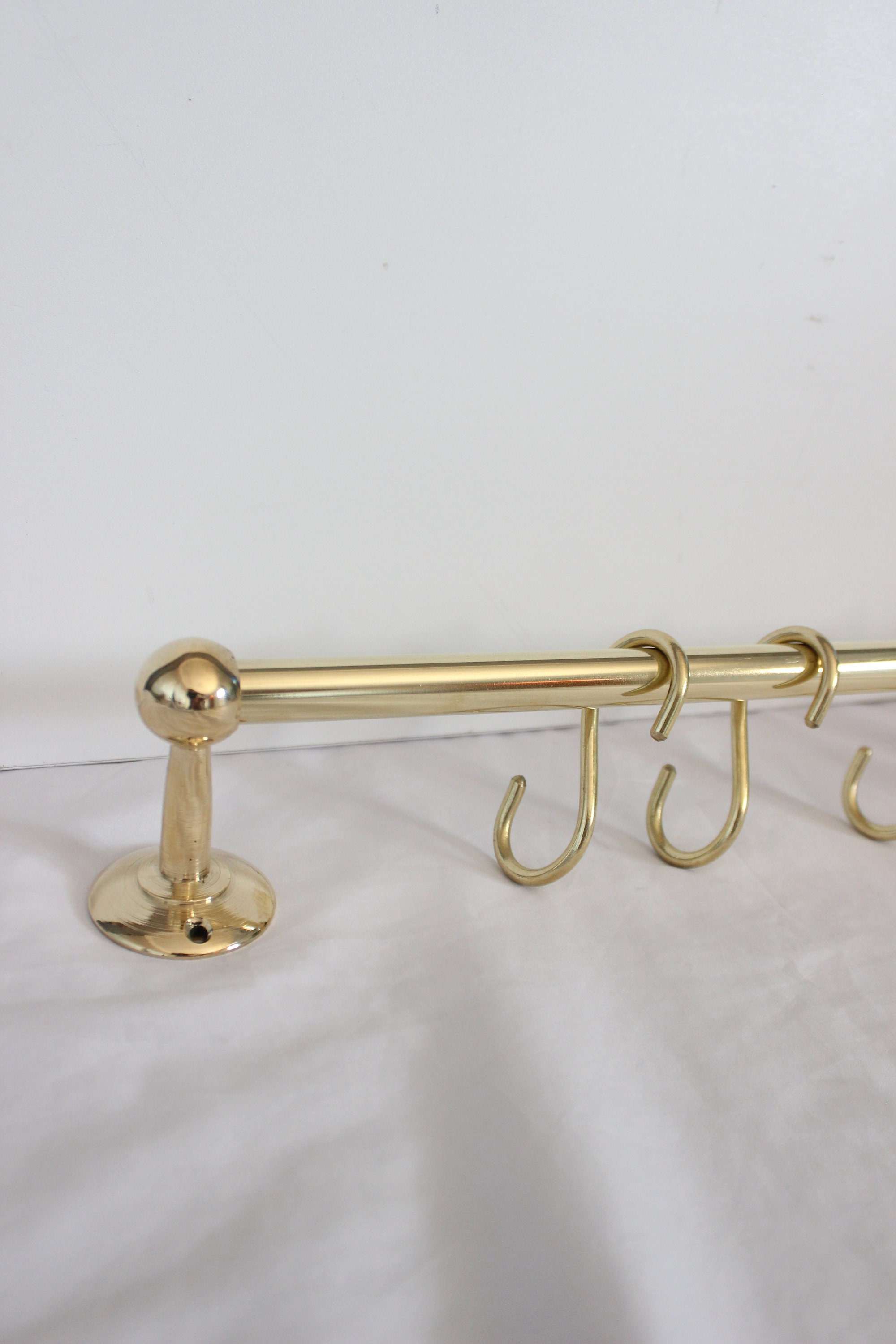 Unlacquered Solid Brass Hanging Pot and Pan, Wall Mounted Pot Rack ...