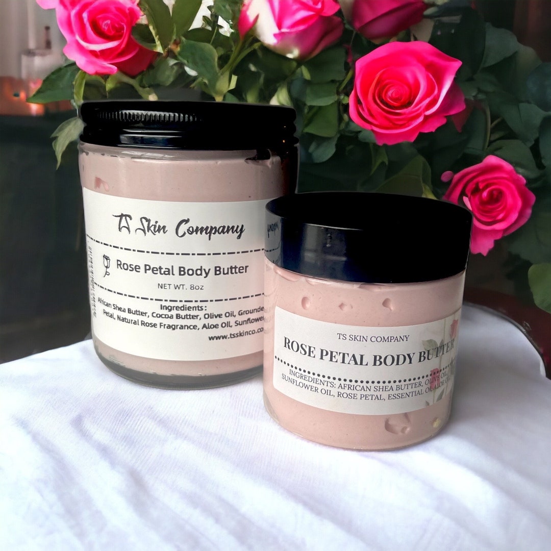 Real Rose Body Butter - Skin Moisturizer - Rose Petal Body Butter ...