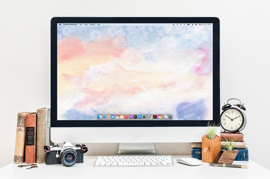 Windy Colorful Desktop Wallpaper High Quality Watercolor - Etsy