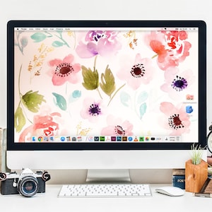 Digital Screensaver - Desktop Wallpaper - Floral Watercolor Screensaver ...