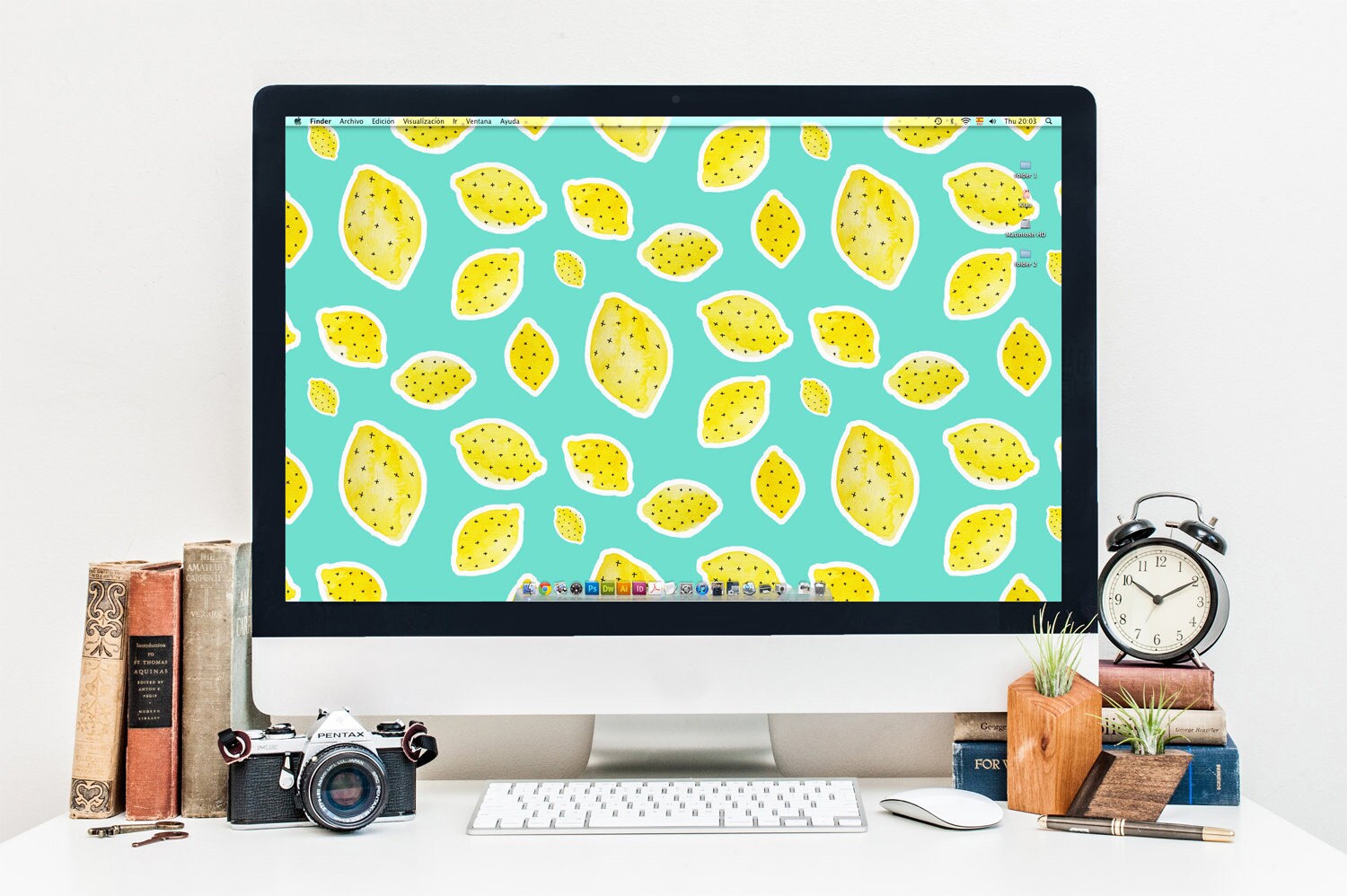 Watercolor Lemon Desktop Wallpaper - INSTANT DOWNLOAD - Zoom Background ...
