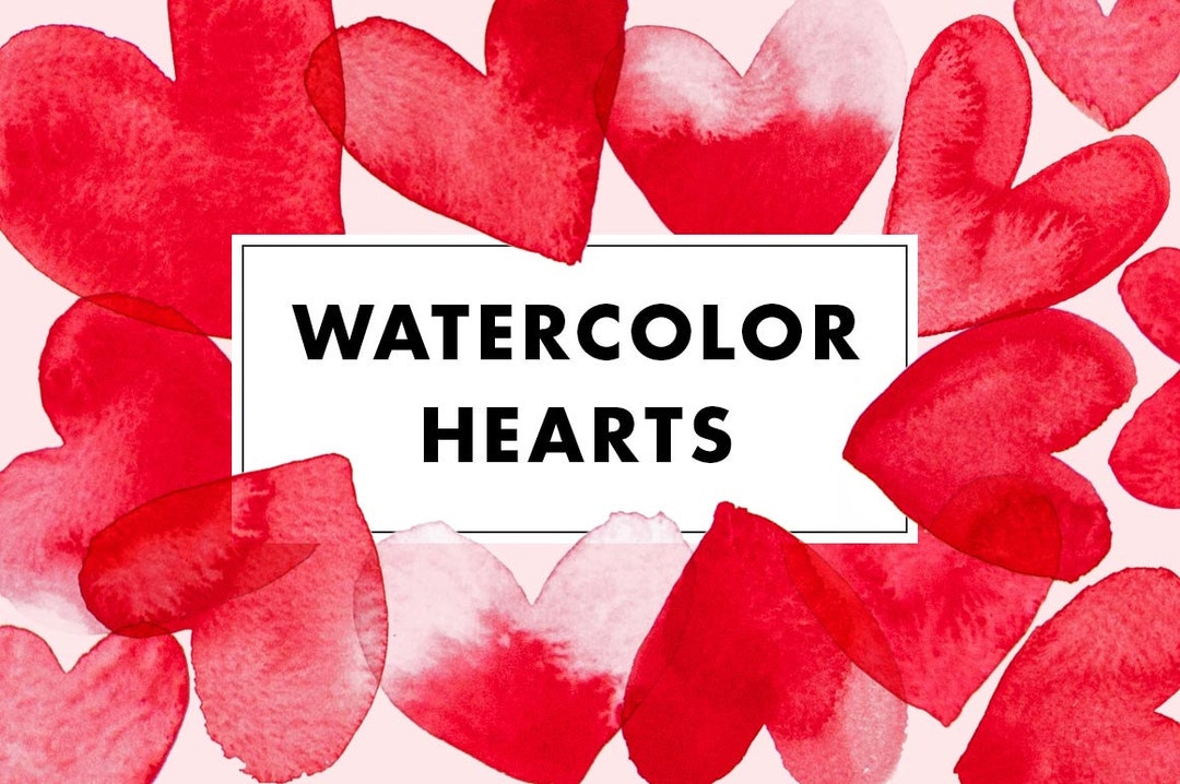 Digital Download Watercolor Hearts Clipart, Hand Painted Valentines ...