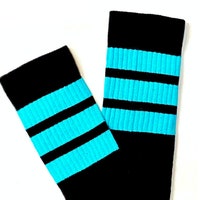 Roller Skate Socks, Knee High Socks With Green Stripes, Retro Stripe ...