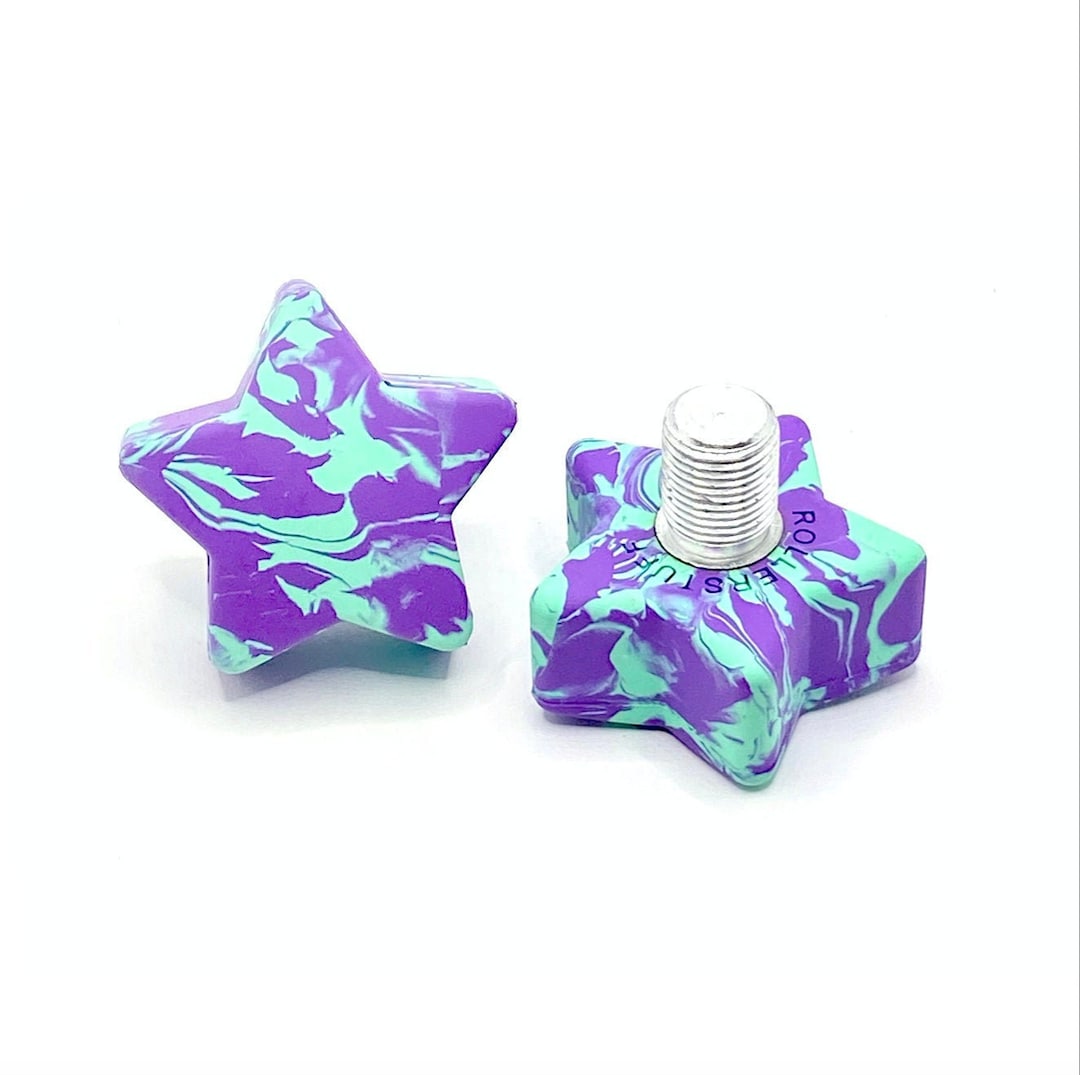 ROLLERSTUFF TWINKLE TOES Star Toe Stops, Purple Teal Swirl (pair) - Etsy