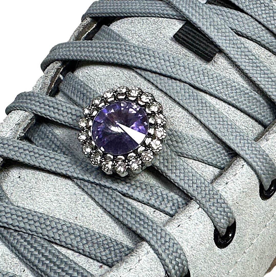 Snap Charms: Purple Gem W/ Diamonds, Interchangeable Shoelace Charm ...