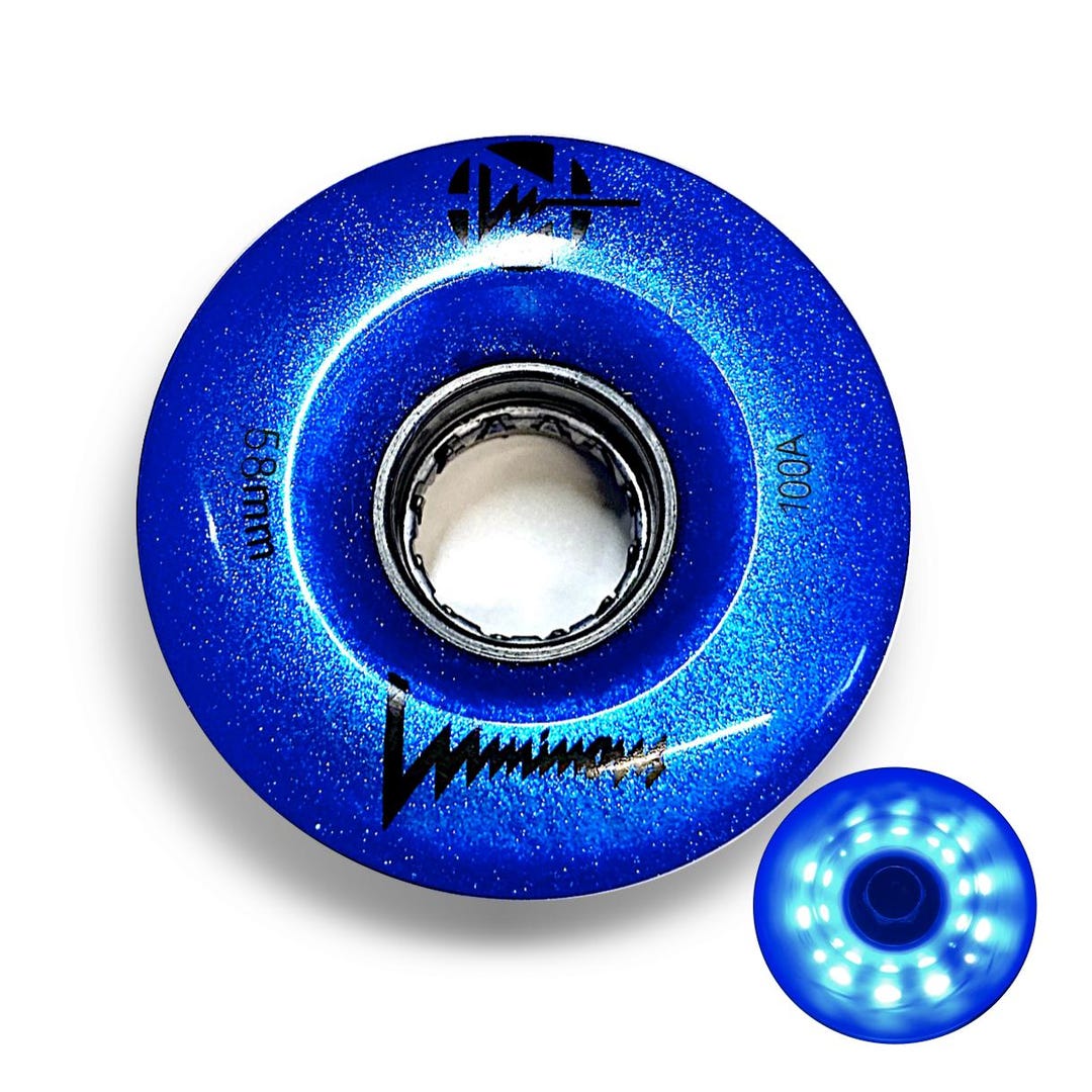 100A Blue Glitter LIGHT UP Professionally Dyed Luminous Roller Skate ...