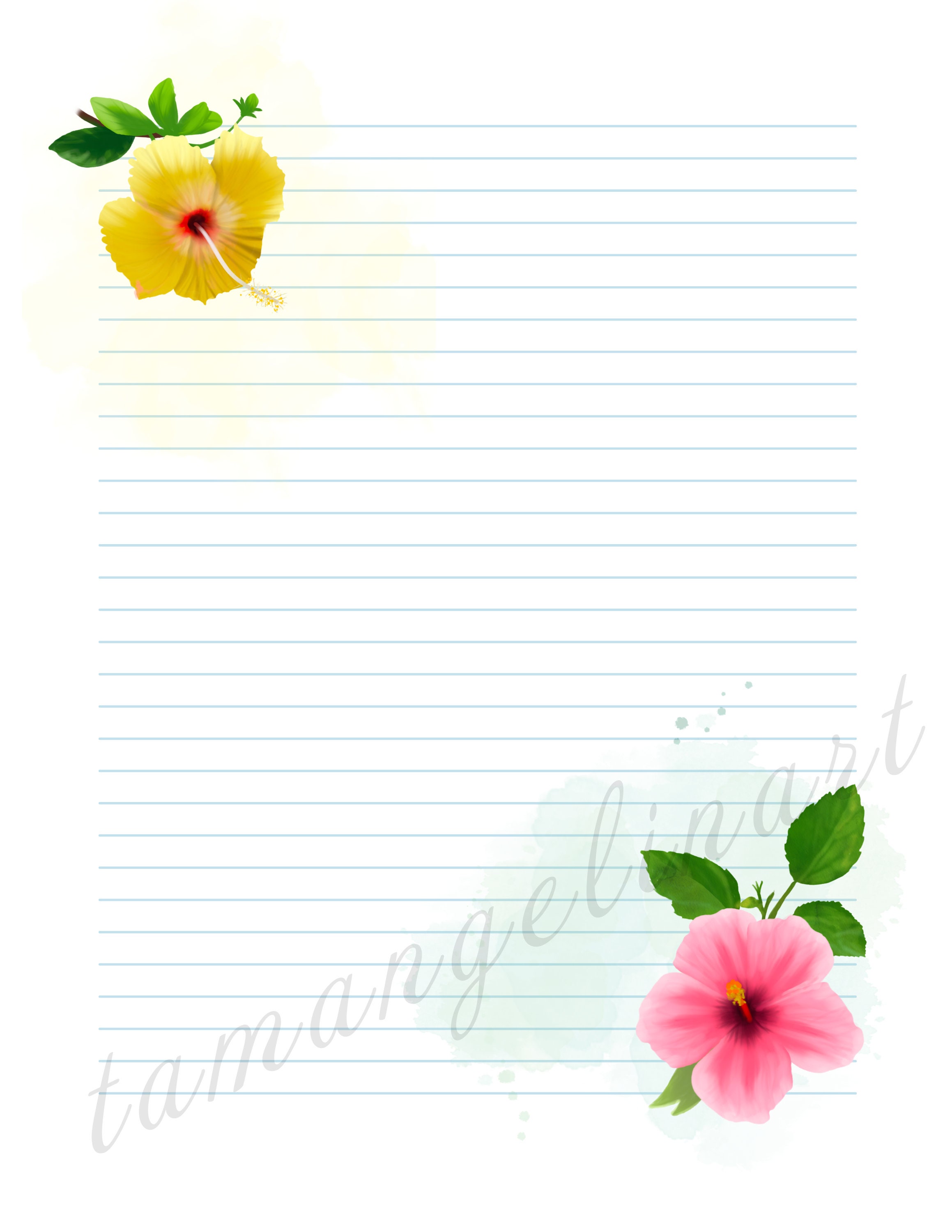 Hibiscus Stationery Digital Download Goodnotes PDF printable - Etsy
