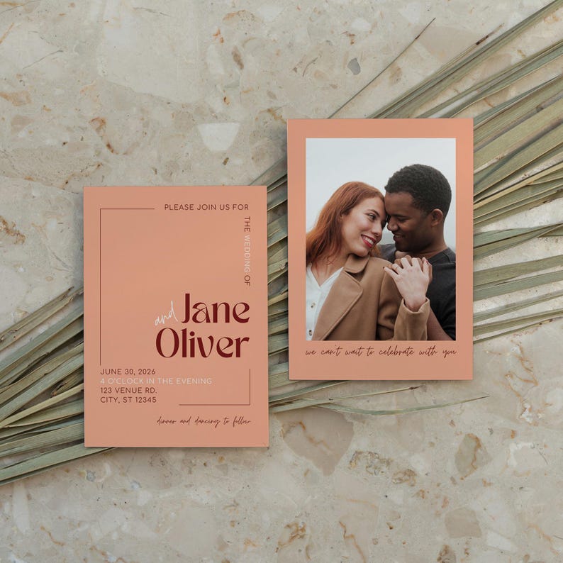 Modern Minimalist Wedding Invitation RSVP and Details Suite Template ...