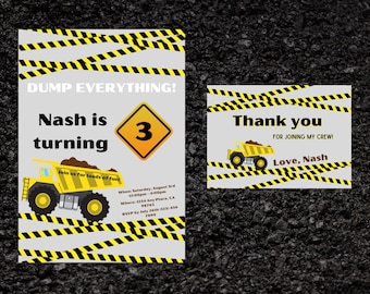 Digital Caution Invitation and Thank You, Editable Birthday Invitation ...