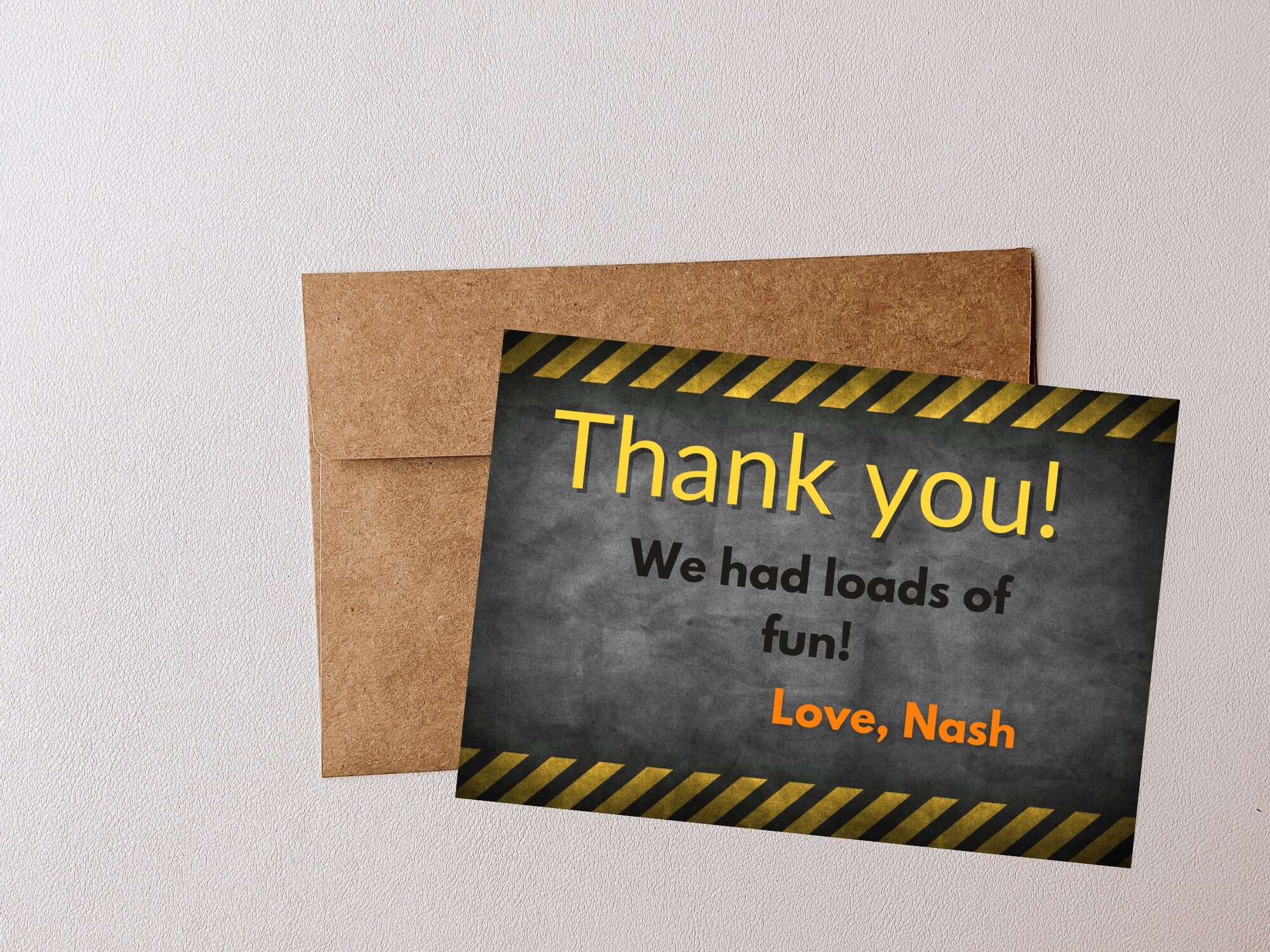 Digital Caution Invitation and Thank You, Editable Birthday Invitation ...